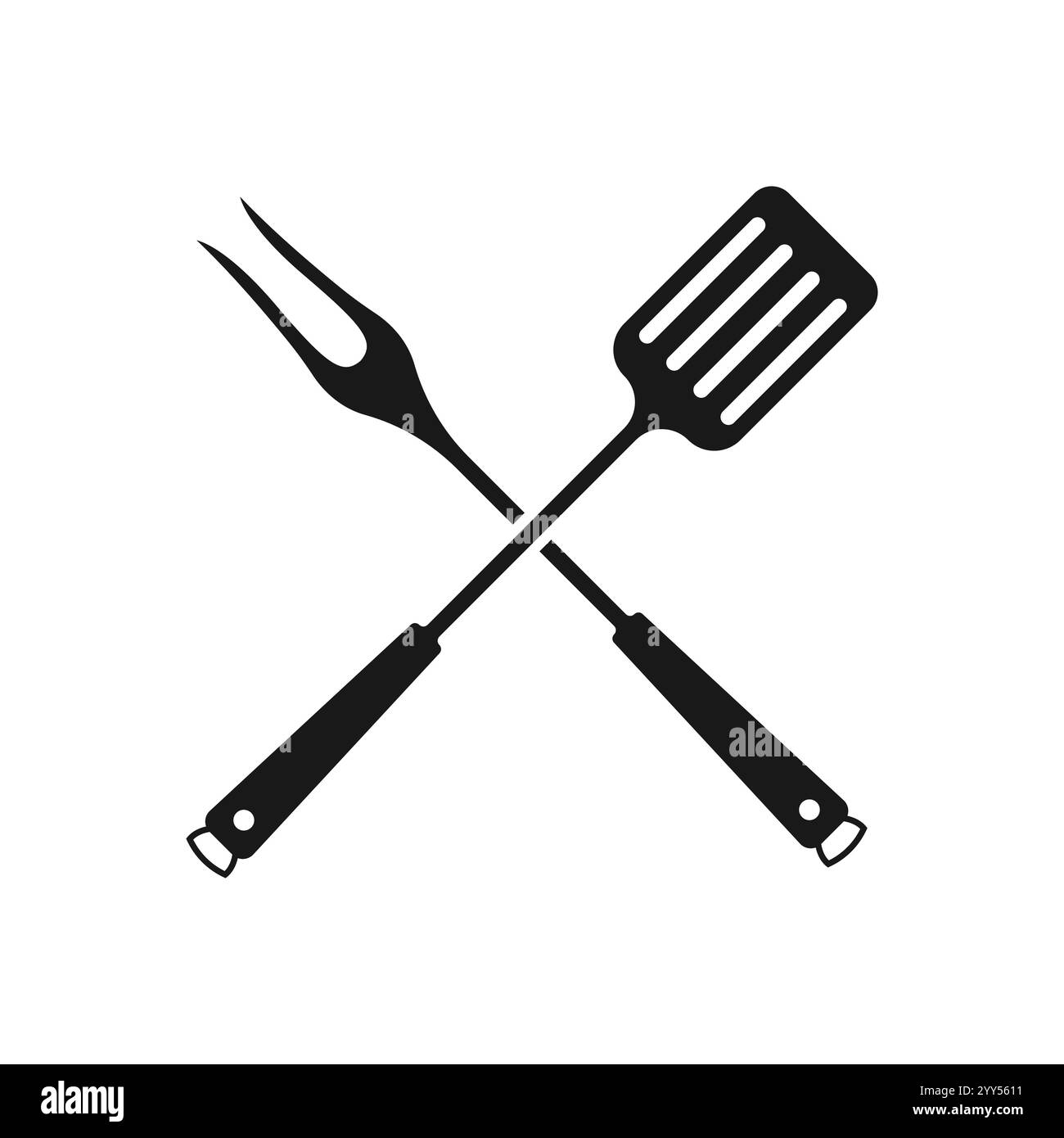 Spatula and fork icon. BBQ and grill tools. Barbecue utensil. Vector ...