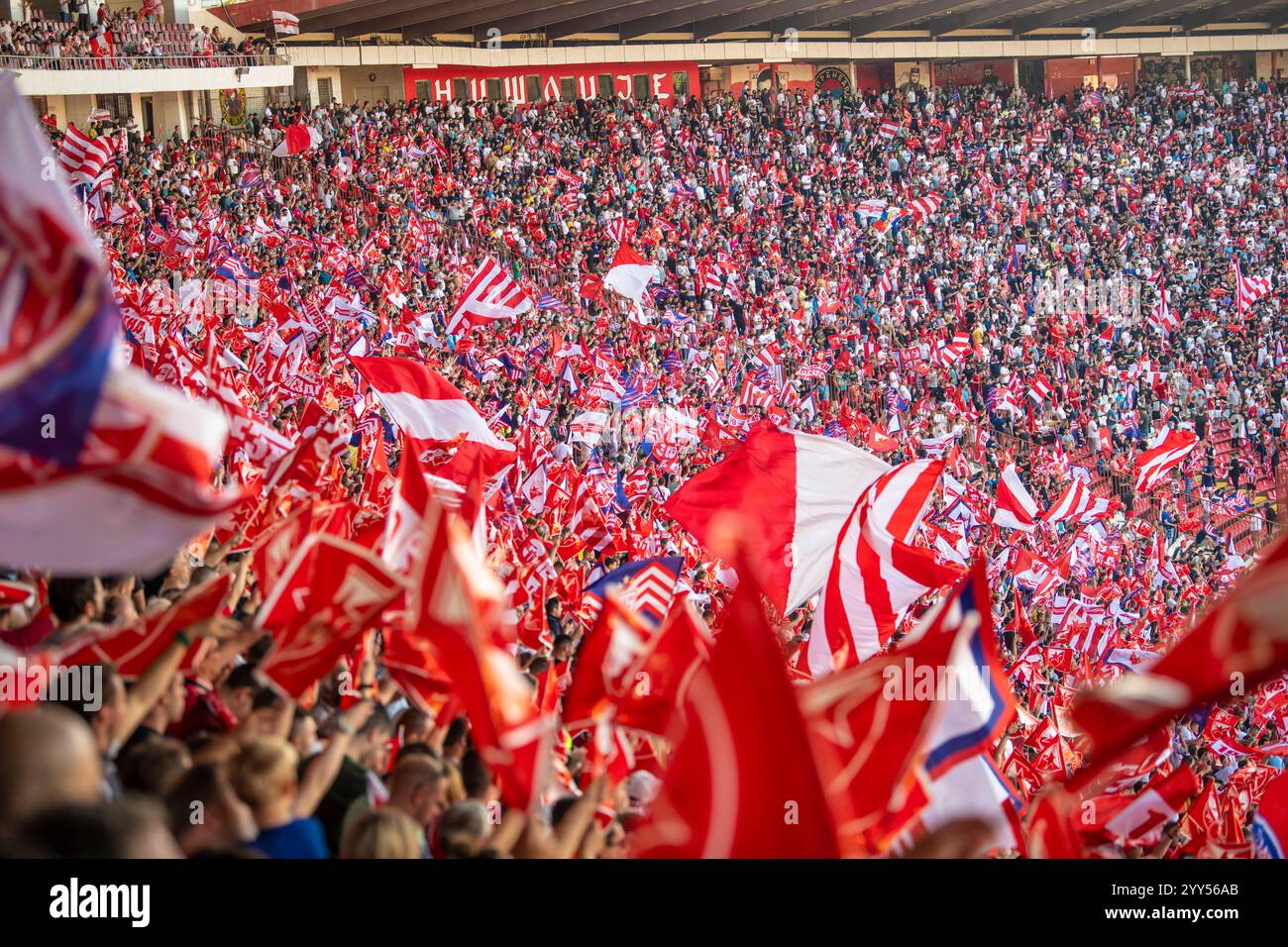 Red Star Football fans with torches and flags during Eternal soccer ...