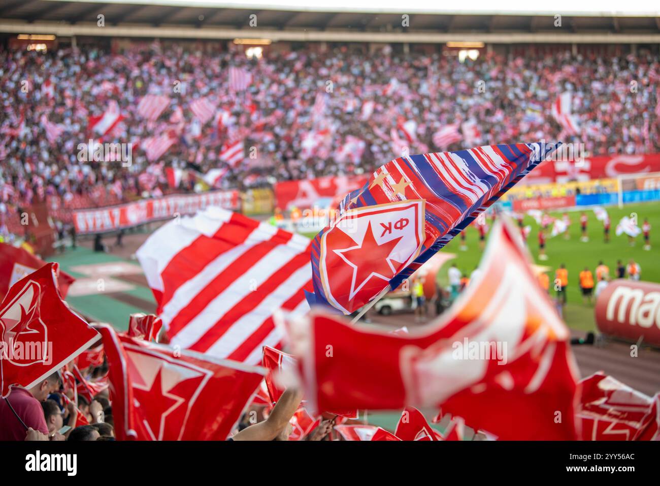 Red Star Football fans with torches and flags during Eternal soccer ...