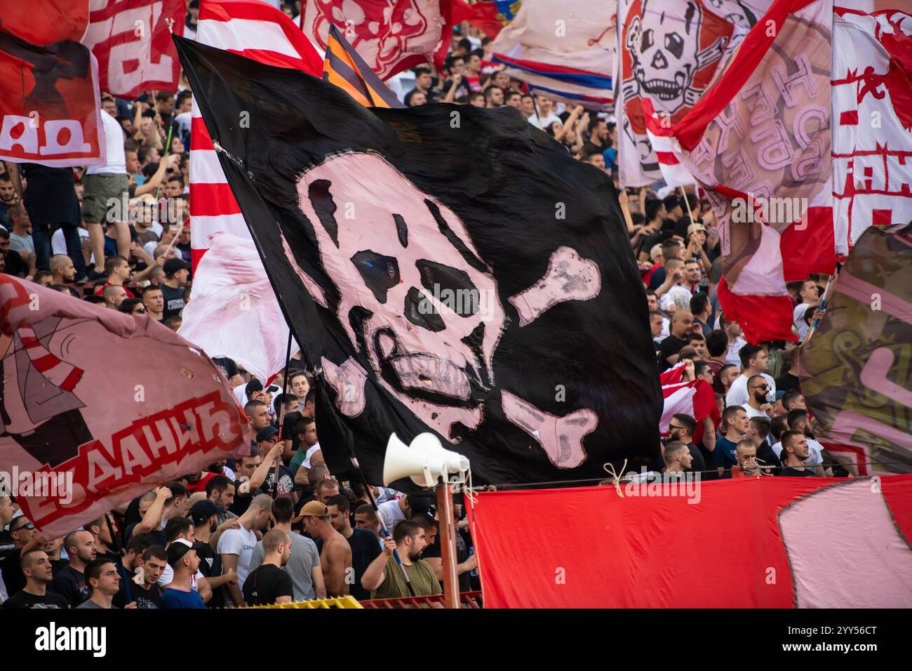 Red Star Football fans with torches and flags during Eternal soccer ...