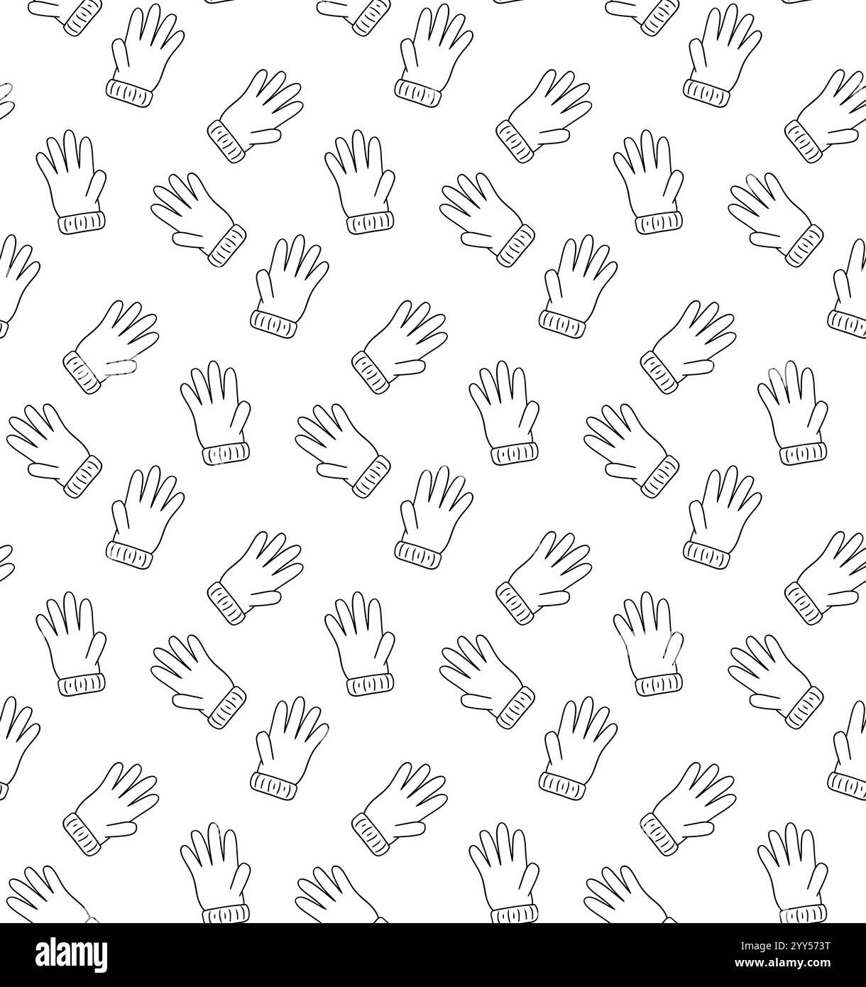 winter gloves seamless border on transparent background. vector design ...