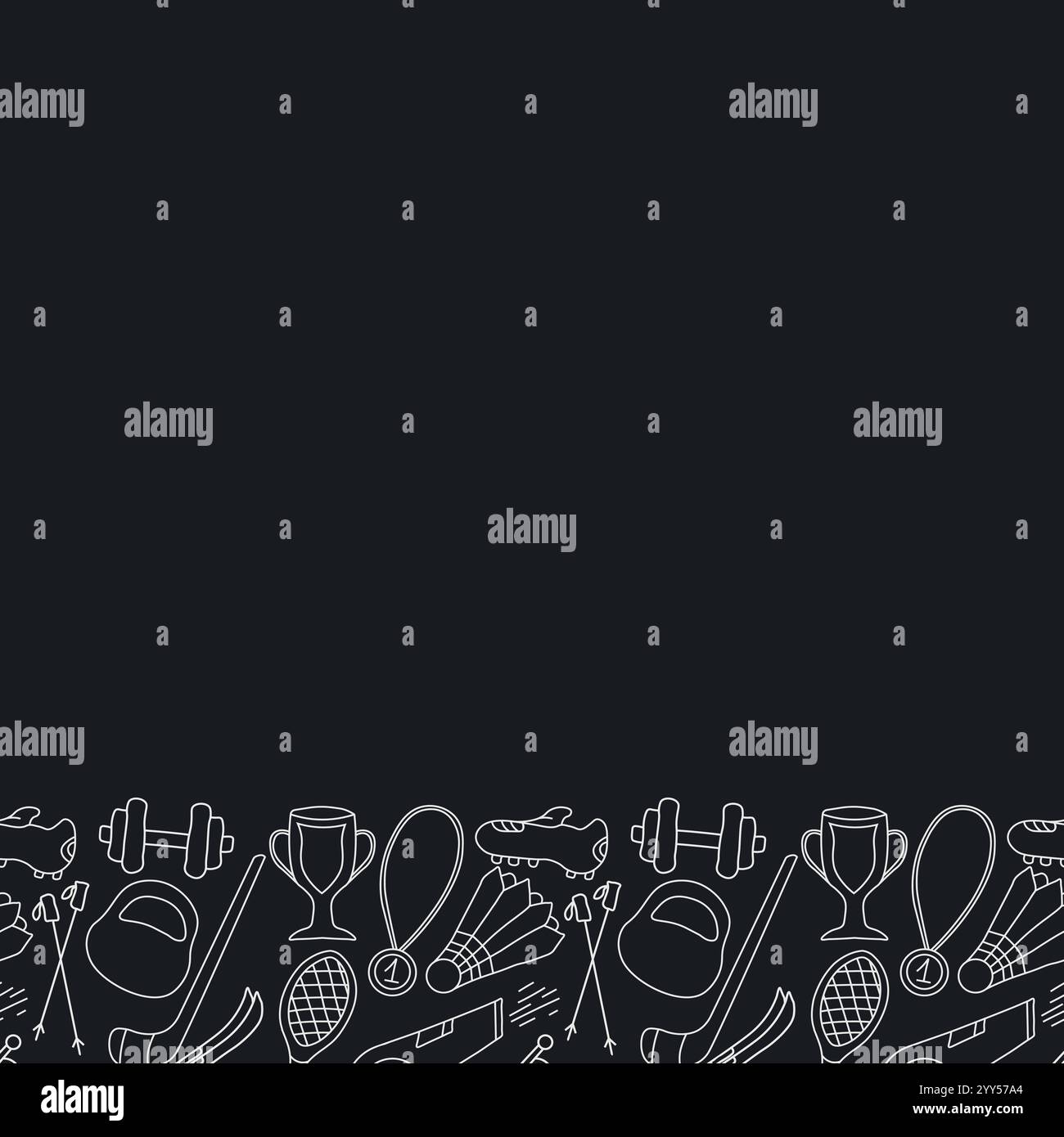 Seamless sport frame. Background with sports icons. Doodle sport ...