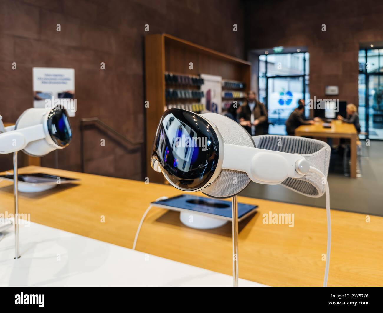 Paris, France - Dec 10, 2024: The Apple Vision Pro headset is showcased ...