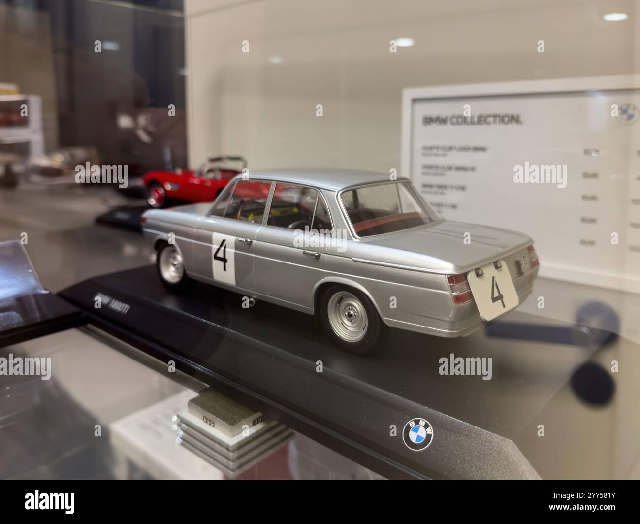 Paris, France - Dec 05, 2024: Silver BMW classic model 1800 ti car in a ...