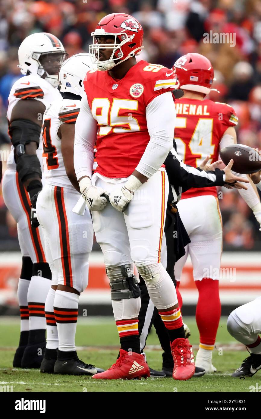 Kansas City Chiefs defensive tackle Chris Jones (95) reacts after making a defensive stop during ...
