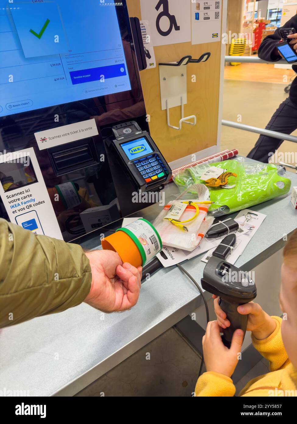 Paris, France - Oct 26, 2024: Self-checkout at IKEA featuring modern ...
