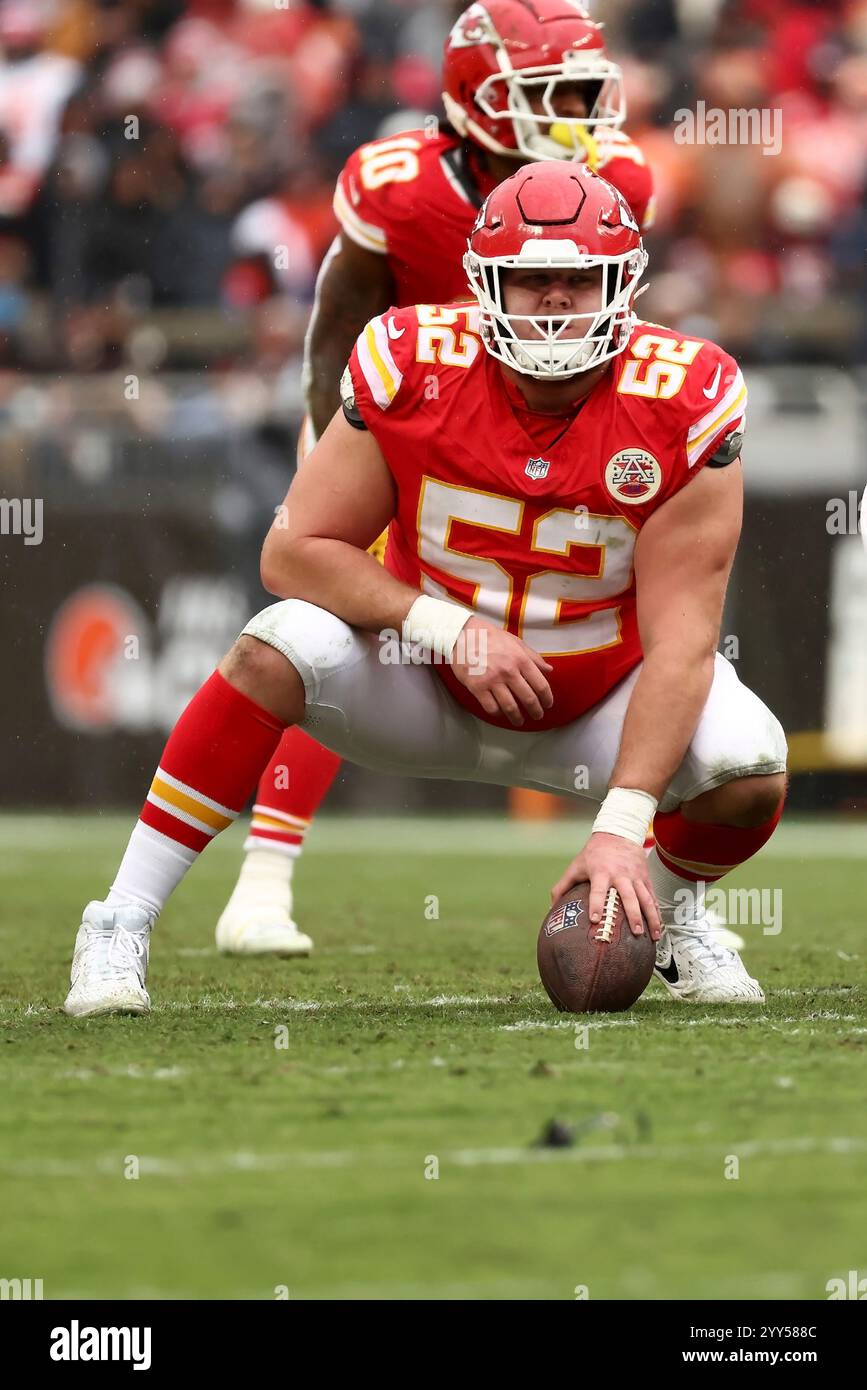 Kansas City Chiefs center Creed Humphrey (52) lines up for a play ...