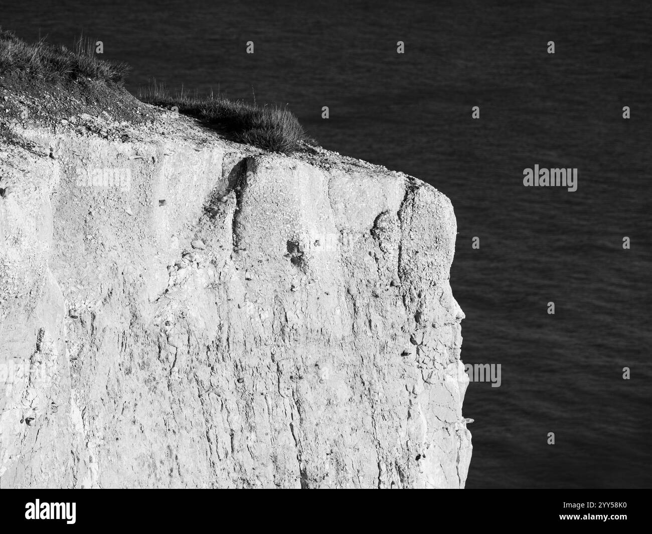 Cliff Edge, Black and White Landscape of the White Cliffs of Dover ...