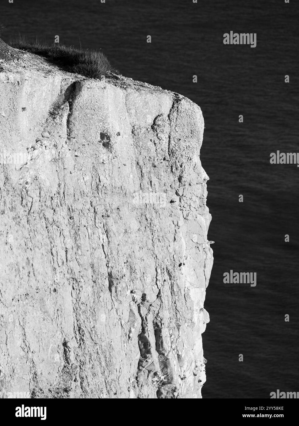 Cliff Edge, Black and White Landscape of the White Cliffs of Dover ...