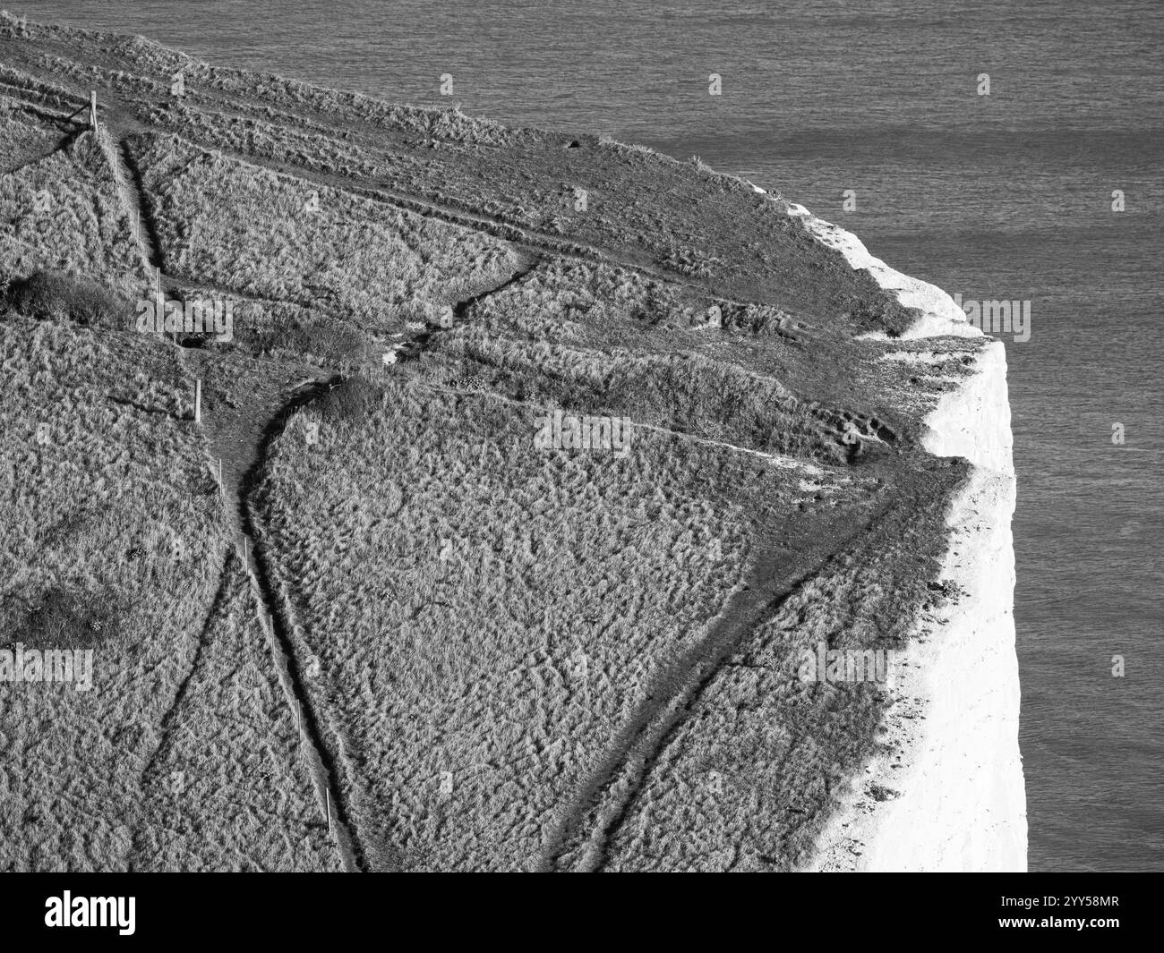 Paths and Trails, Black and White Landscape of the White Cliffs of ...