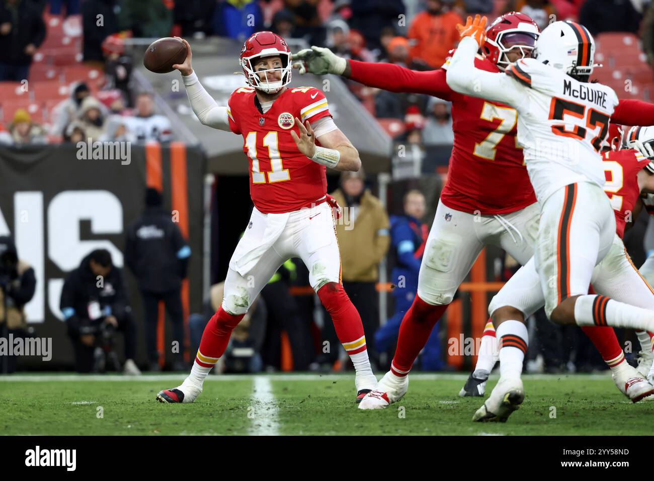 Kansas City Chiefs quarterback Carson Wentz (11) throws the ball during ...