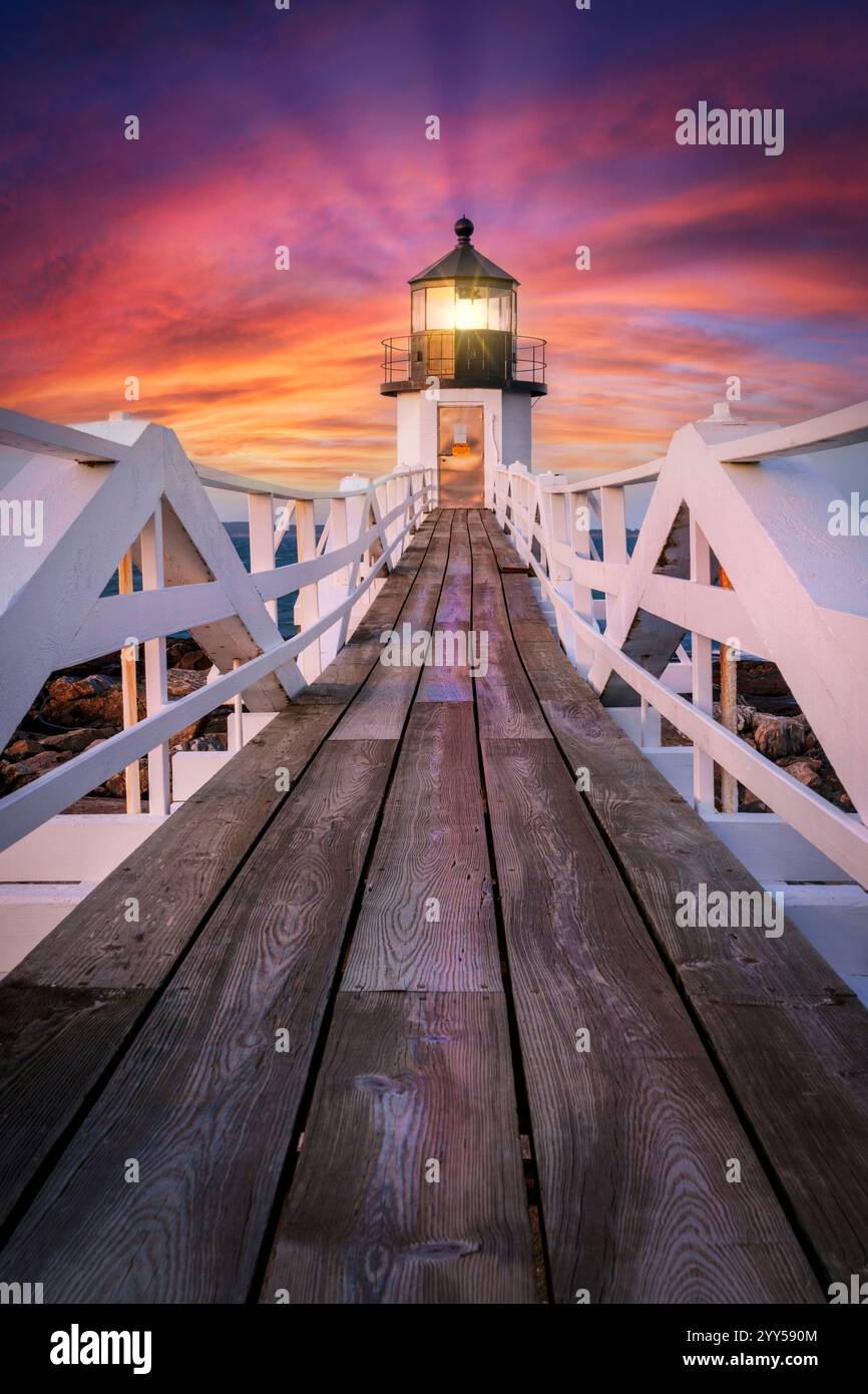 Marshall Point Lighthouse at Sunrise Port Clyde, , Maine, New England ...
