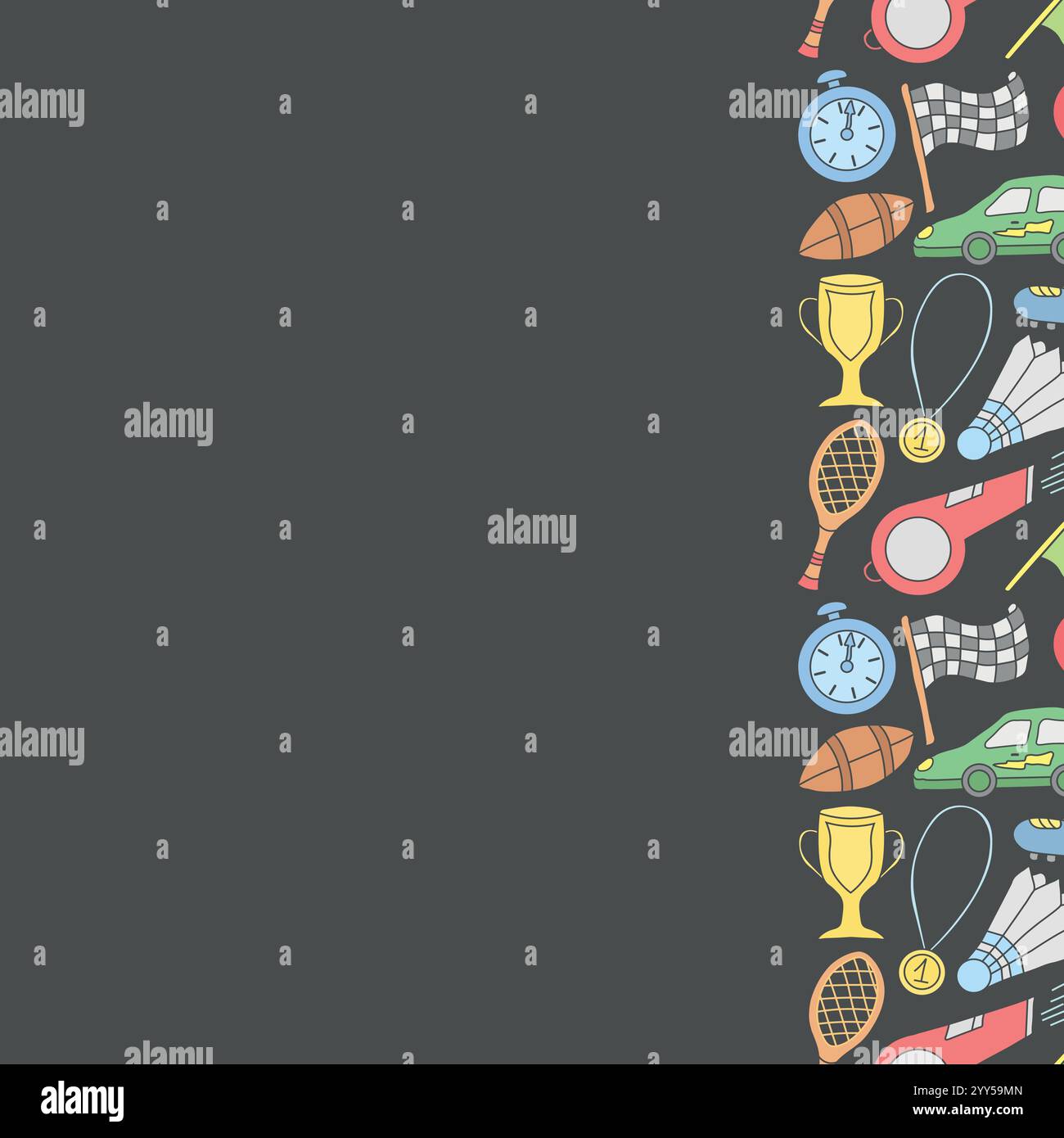 Seamless sport frame. Background with sports icons. Doodle sport ...