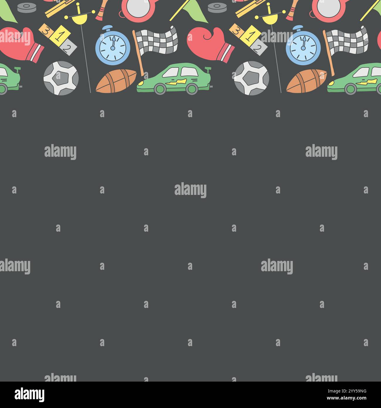 Seamless sport frame. Background with sports icons. Doodle sport ...