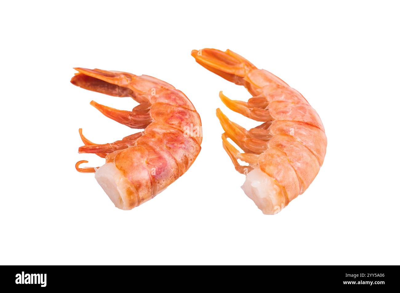 Raw Headless Red Argentine shrimps, Prawns isolated on white background ...