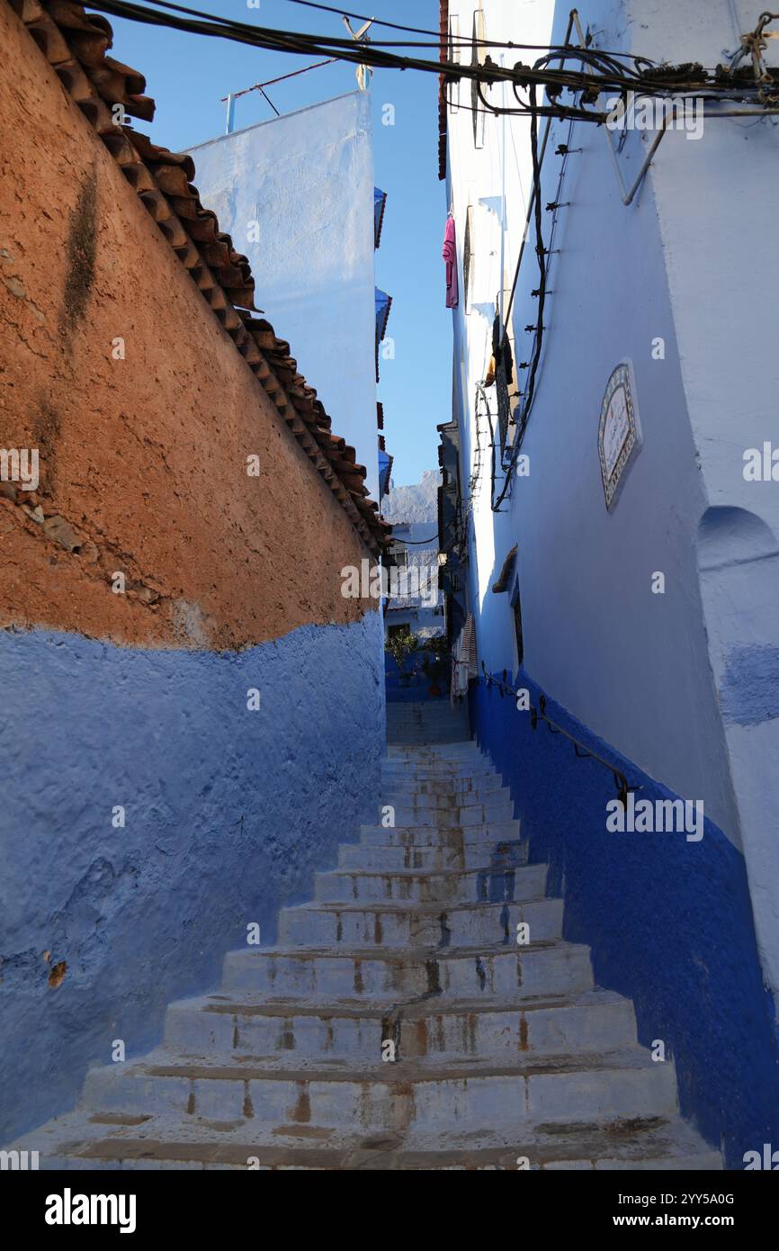 Chefchaouen a city in the Rif montains of Morocco famous for its blue ...