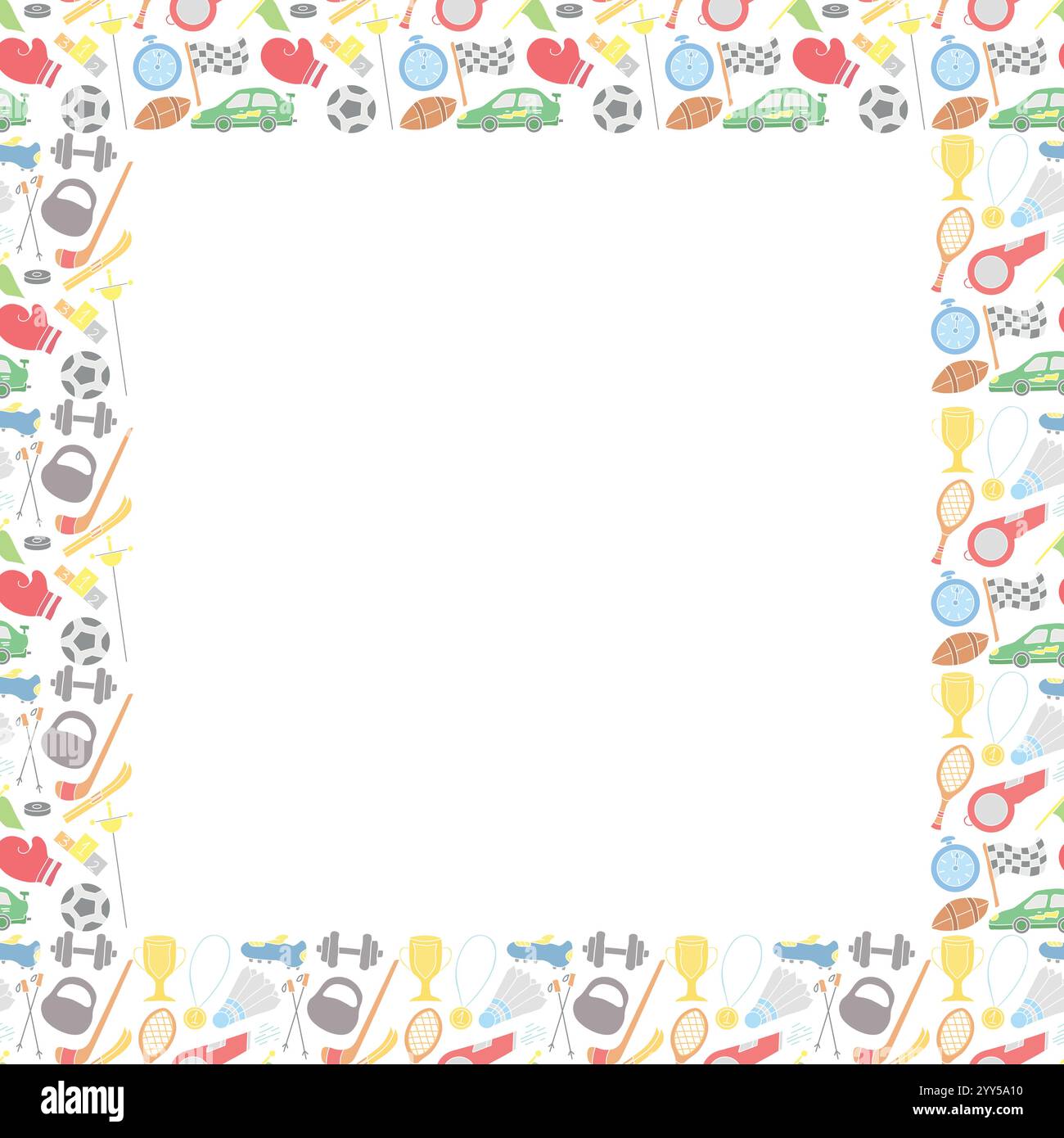 Seamless sport frame. Background with sports icons. Doodle sport ...