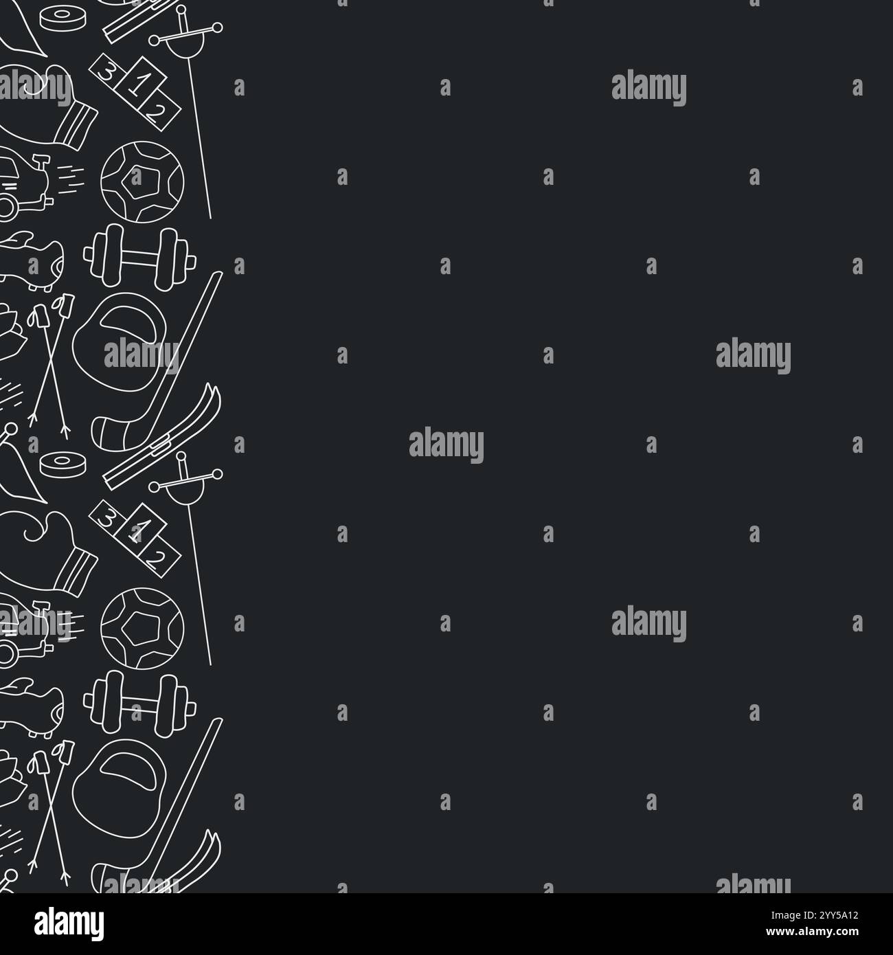 Seamless sport frame. Background with sports icons. Doodle sport ...