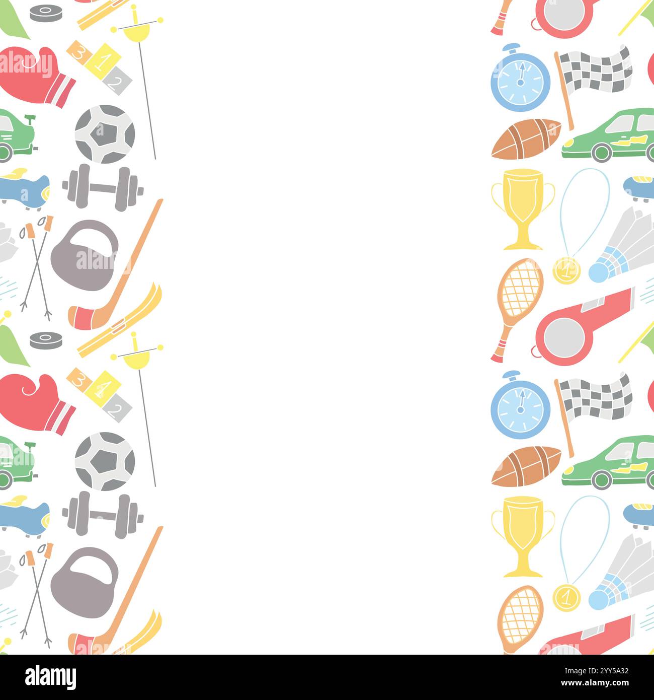 Seamless sport frame. Background with sports icons. Doodle sport ...