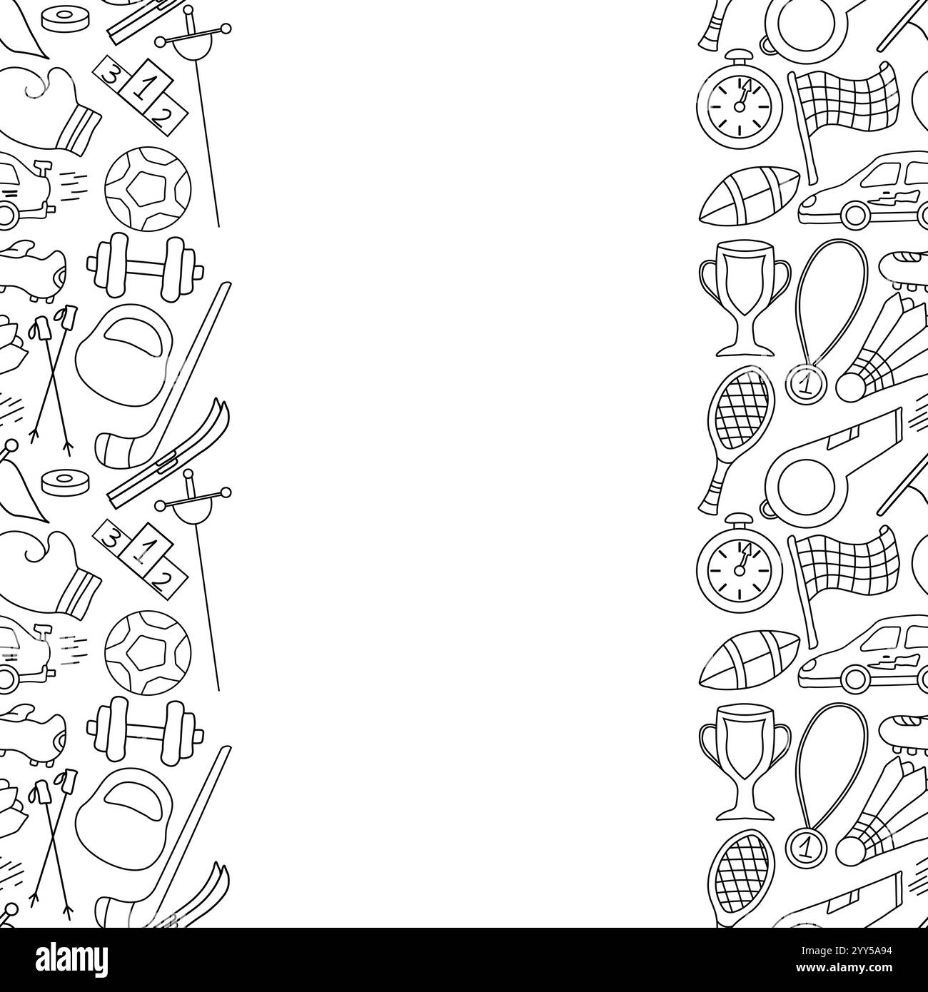 Seamless sport frame. Background with sports icons. Doodle sport ...