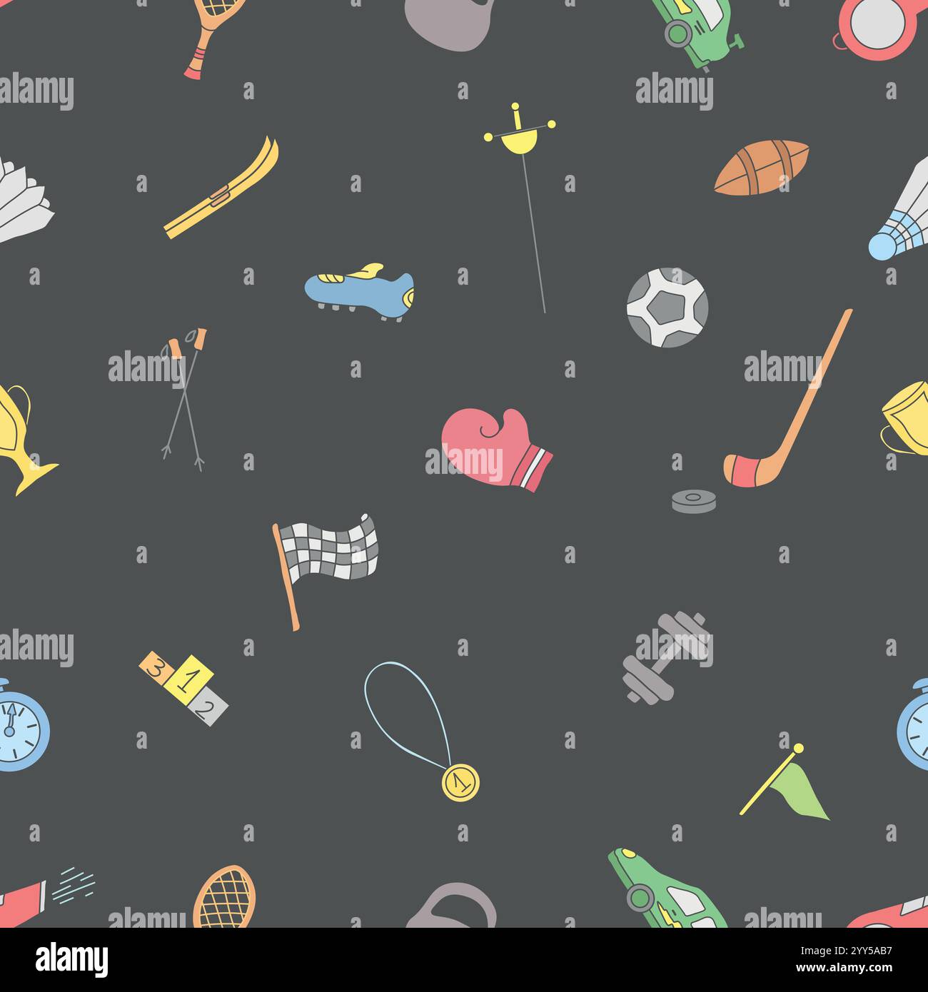 Seamless sport pattern. Background with sports icons Stock Vector Image ...