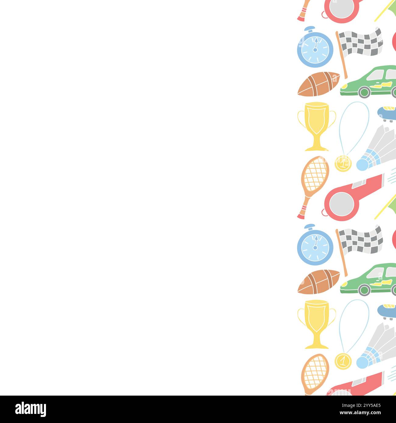 Seamless sport frame. Background with sports icons. Doodle sport ...