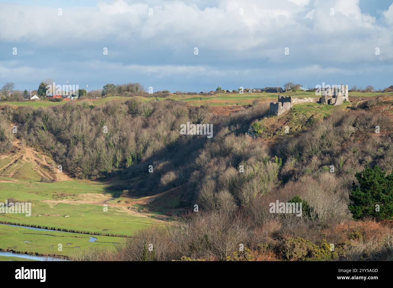 Pennard Castle and Pill, Gower, Wales, UK Stock Photo - Alamy