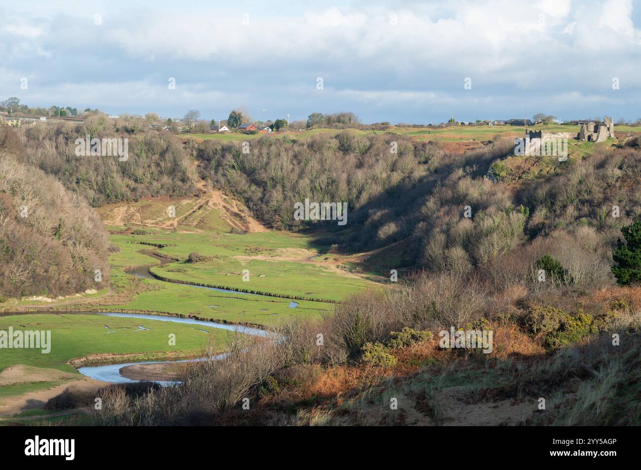 Pennard Castle and Pill, Gower, Wales, UK Stock Photo - Alamy