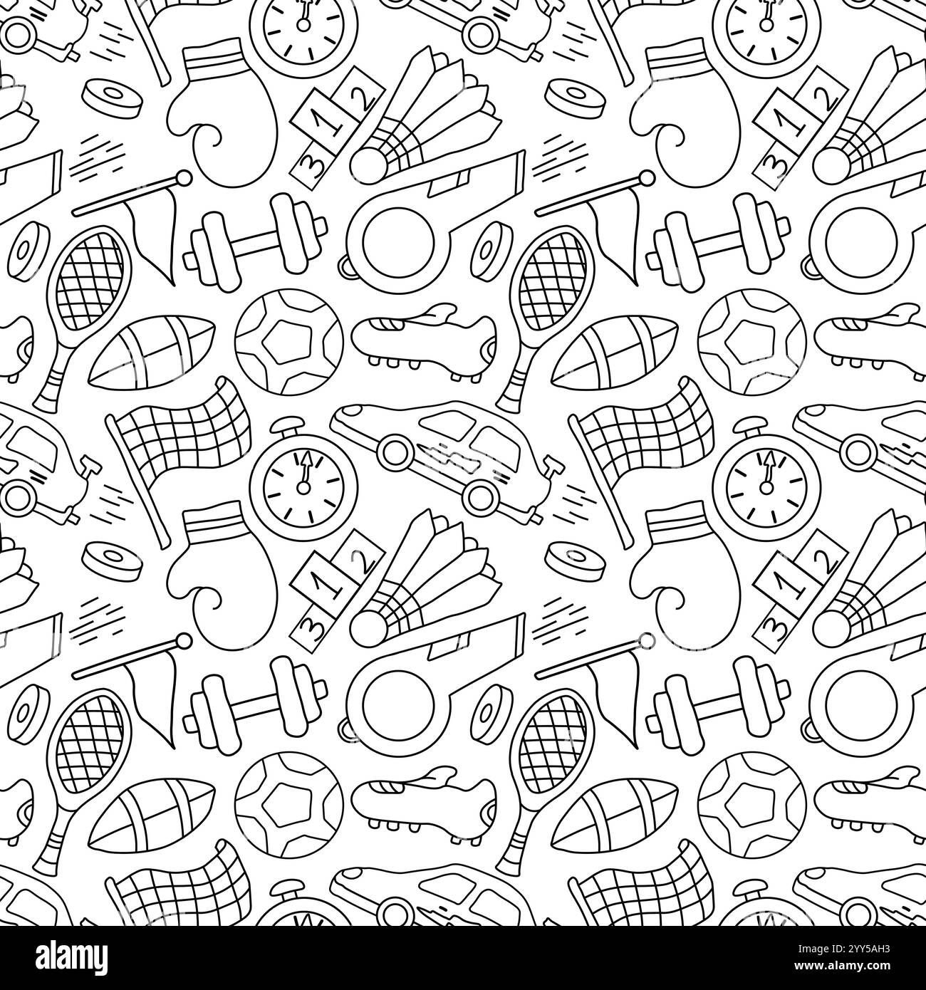 Seamless sport pattern. Background with sports icons Stock Vector Image ...