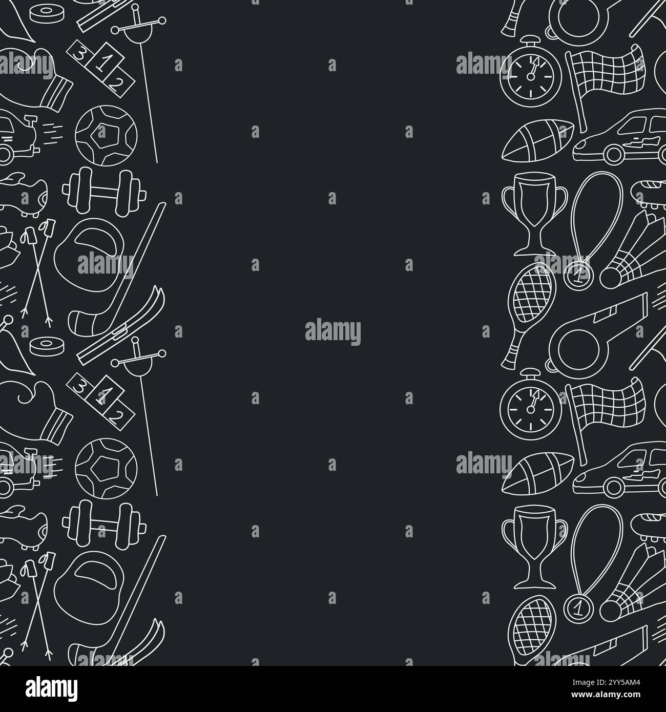 Seamless sport frame. Background with sports icons. Doodle sport ...