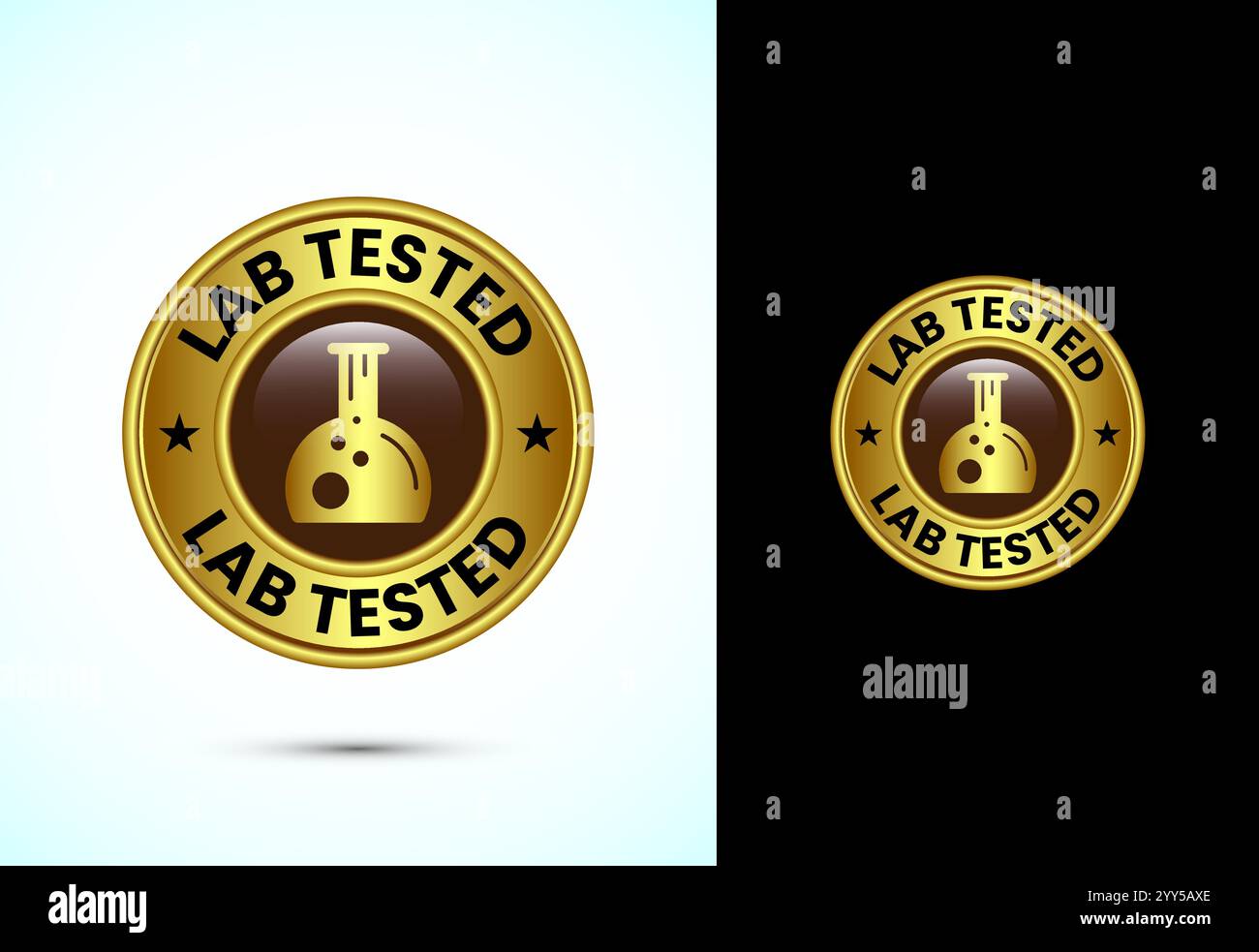 Lab tested icon. Laboratory testing product quality certificate symbol ...