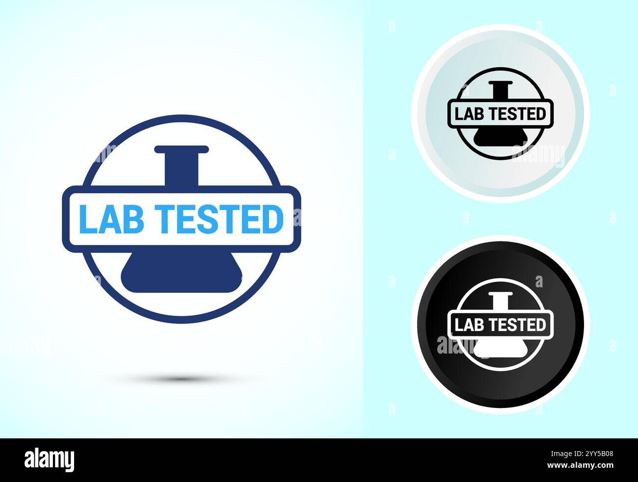 Lab tested icon. Laboratory testing product quality certificate symbol ...