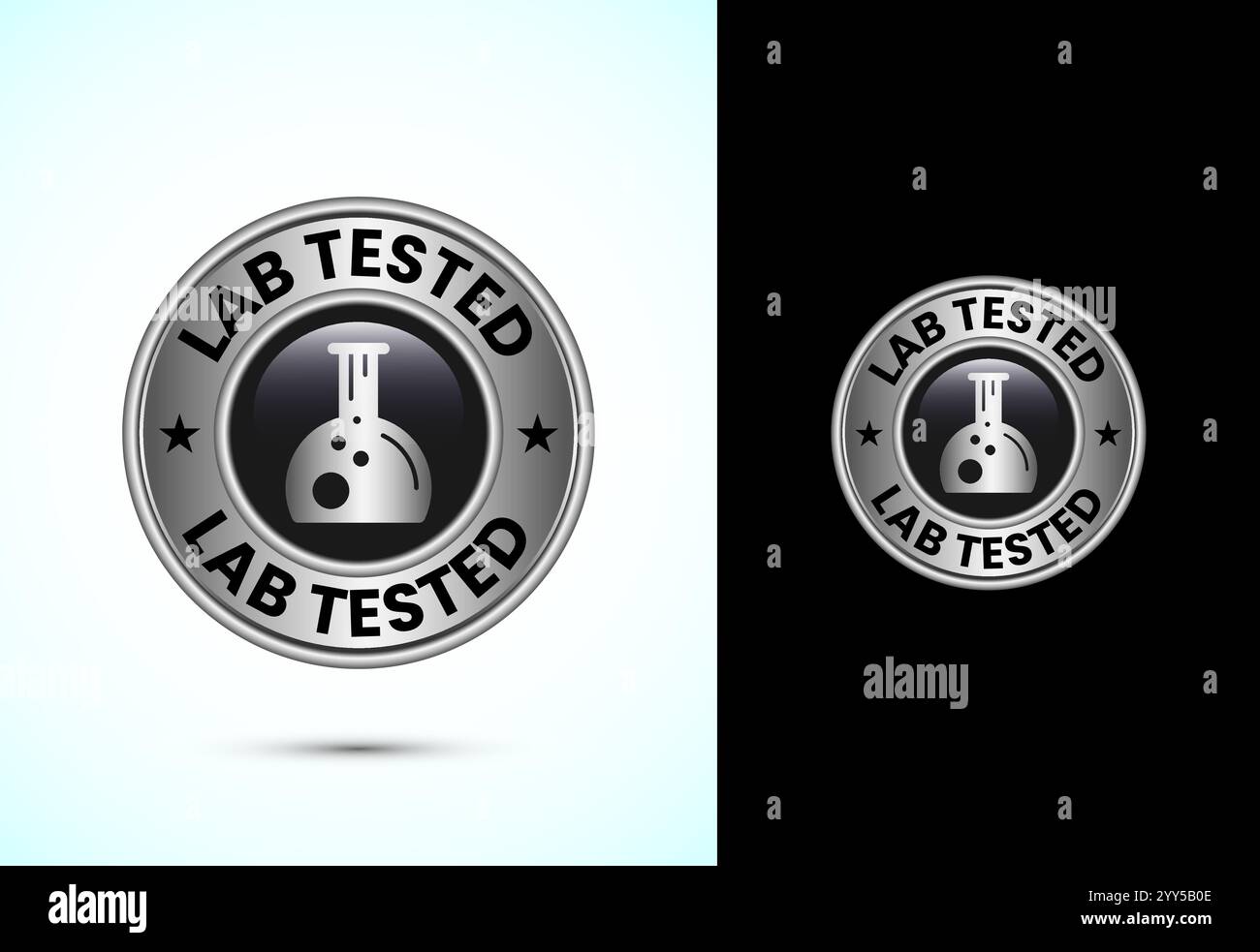 Lab tested icon. Laboratory testing product quality certificate symbol ...
