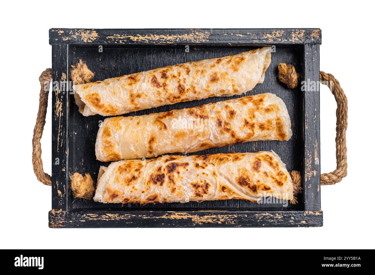Aloo Paratha rolls, Indian Flatbread isolated on white background. top ...