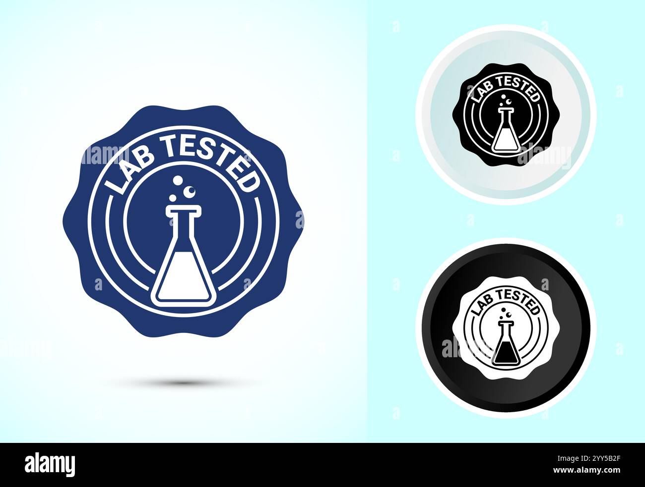 Lab tested icon. Laboratory testing product quality certificate symbol ...