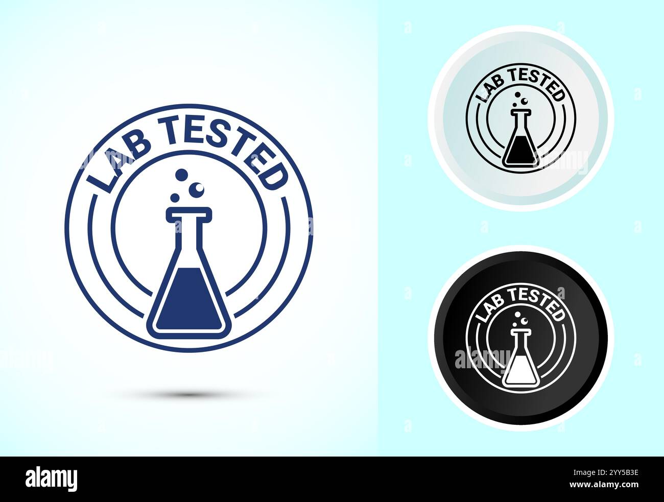 Lab tested icon. Laboratory testing product quality certificate symbol ...