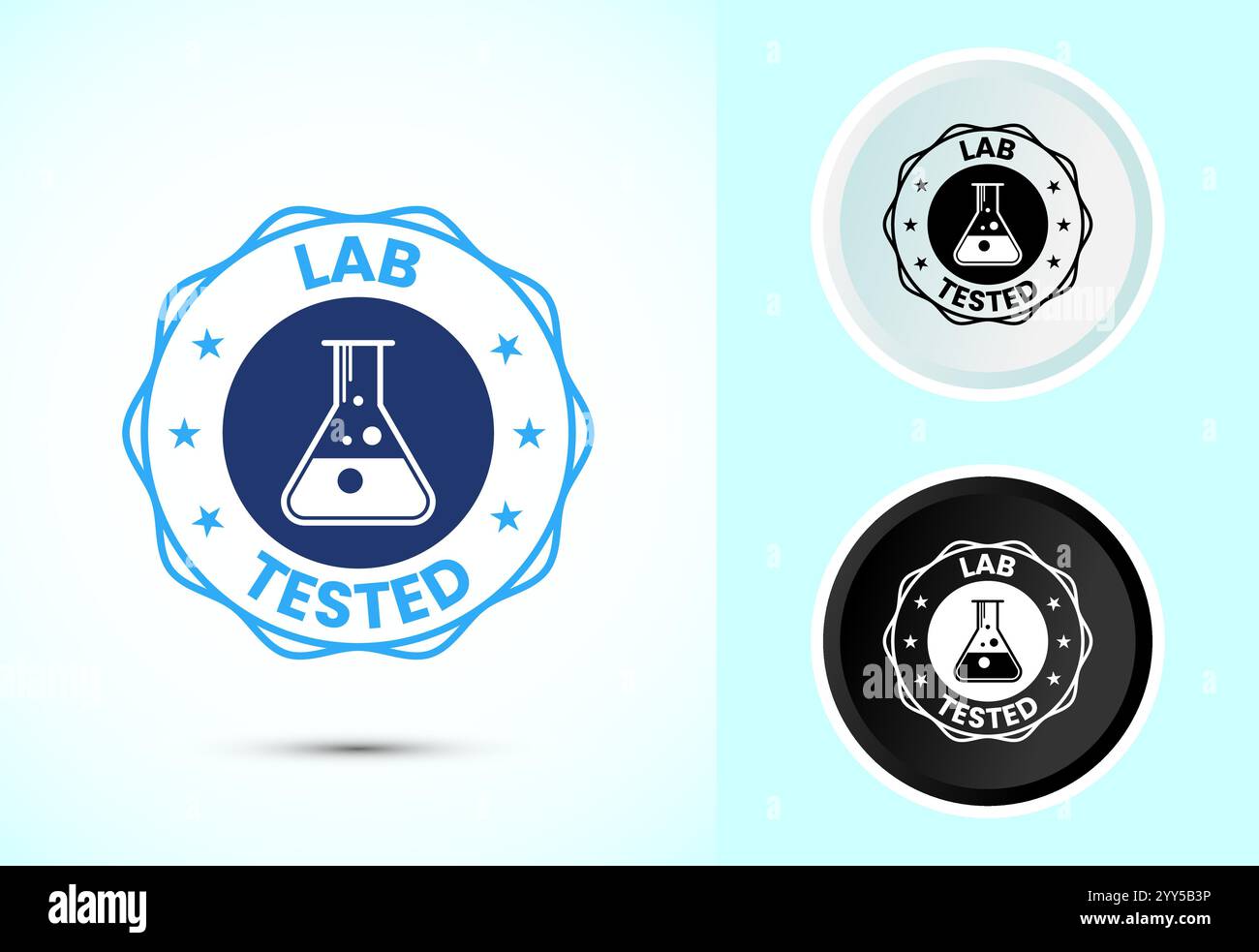 Lab tested icon. Laboratory testing product quality certificate symbol ...