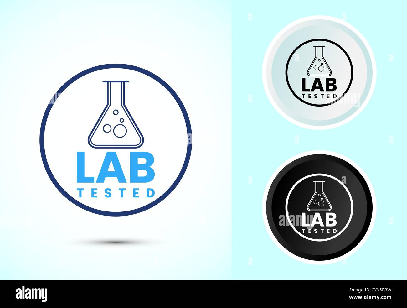 Lab tested icon. Laboratory testing product quality certificate symbol ...