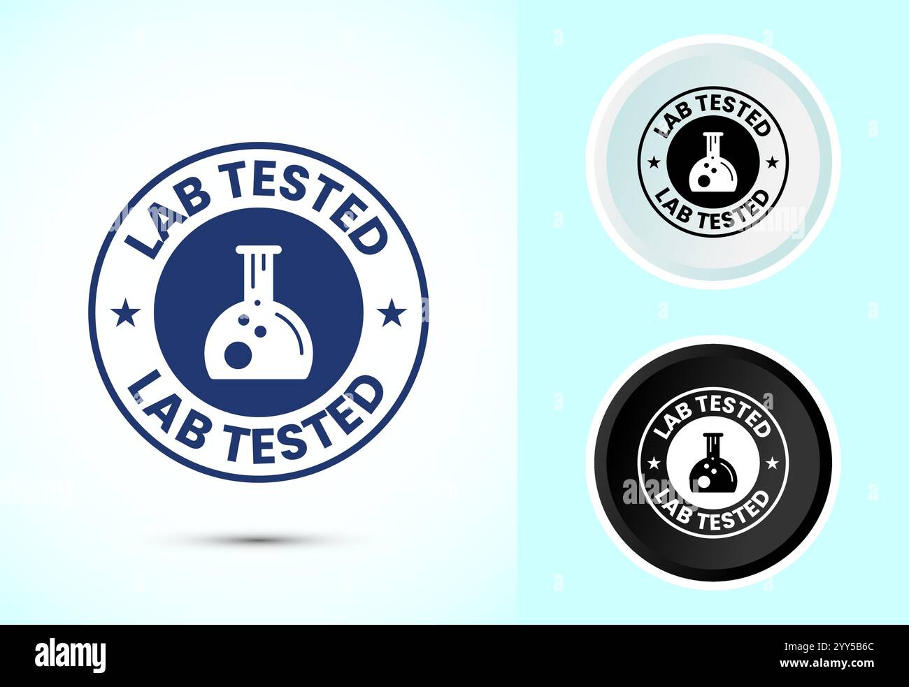 Lab tested icon. Laboratory testing product quality certificate symbol ...