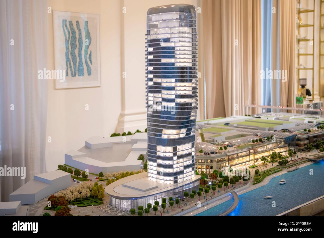 Scale model of a city showing the CBD with modern skyscrapers and high ...