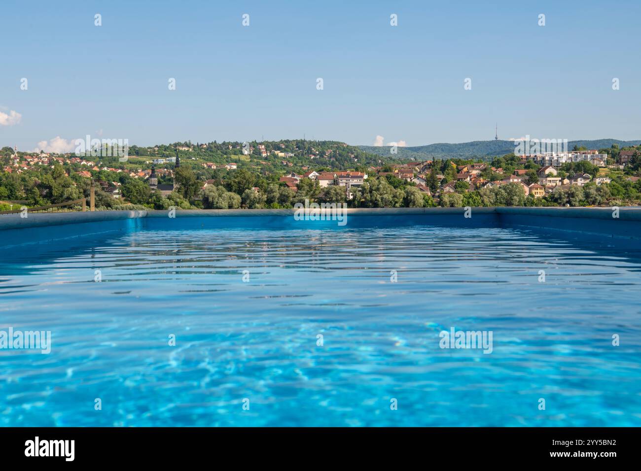 Empty Swimming pool with beautiful city view of Novi Sad, Serbia ...