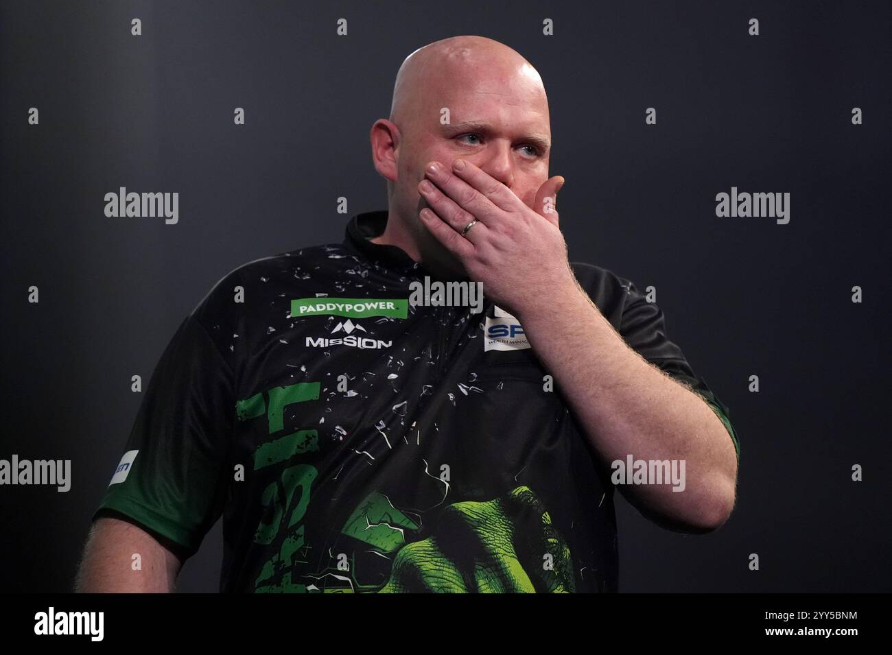 Martin Lukeman reacts after losing the first set during the first round ...