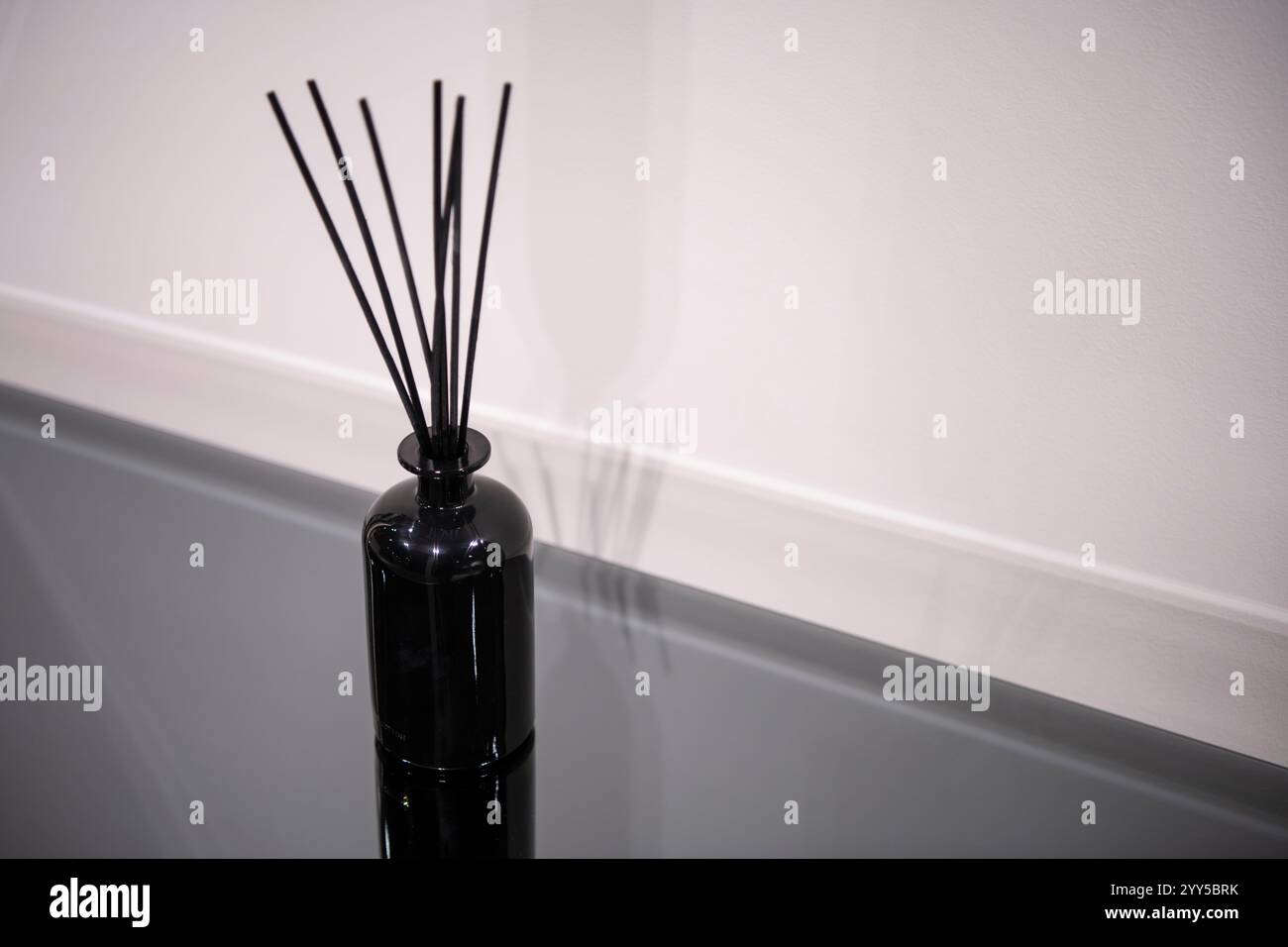 Luxury aromatic scent glass of reed diffuser. Room freshener and ...