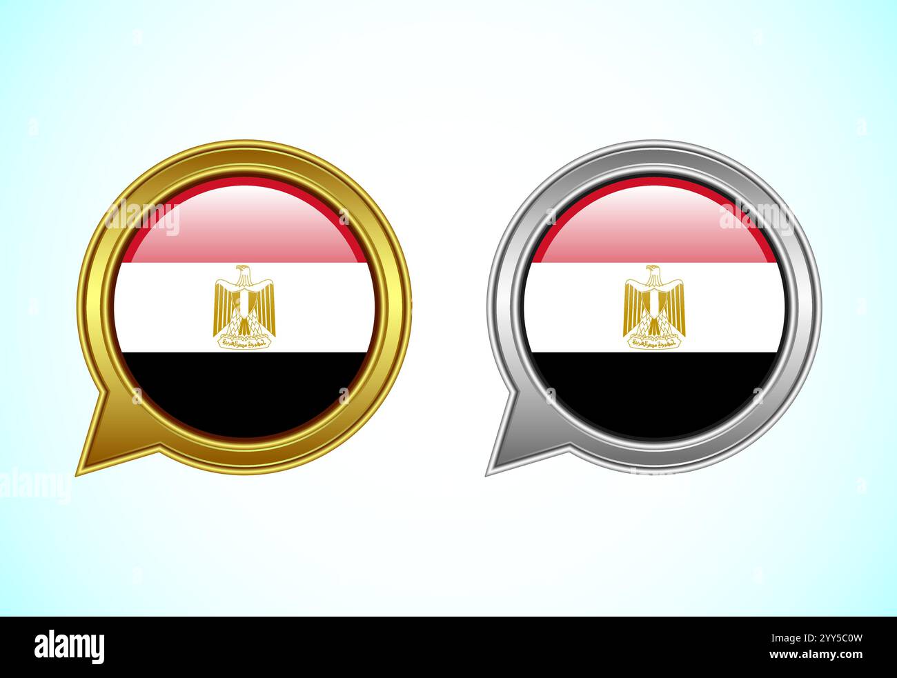 Egypt flag speech bubble. Speaking flag icon in gold and silver color ...