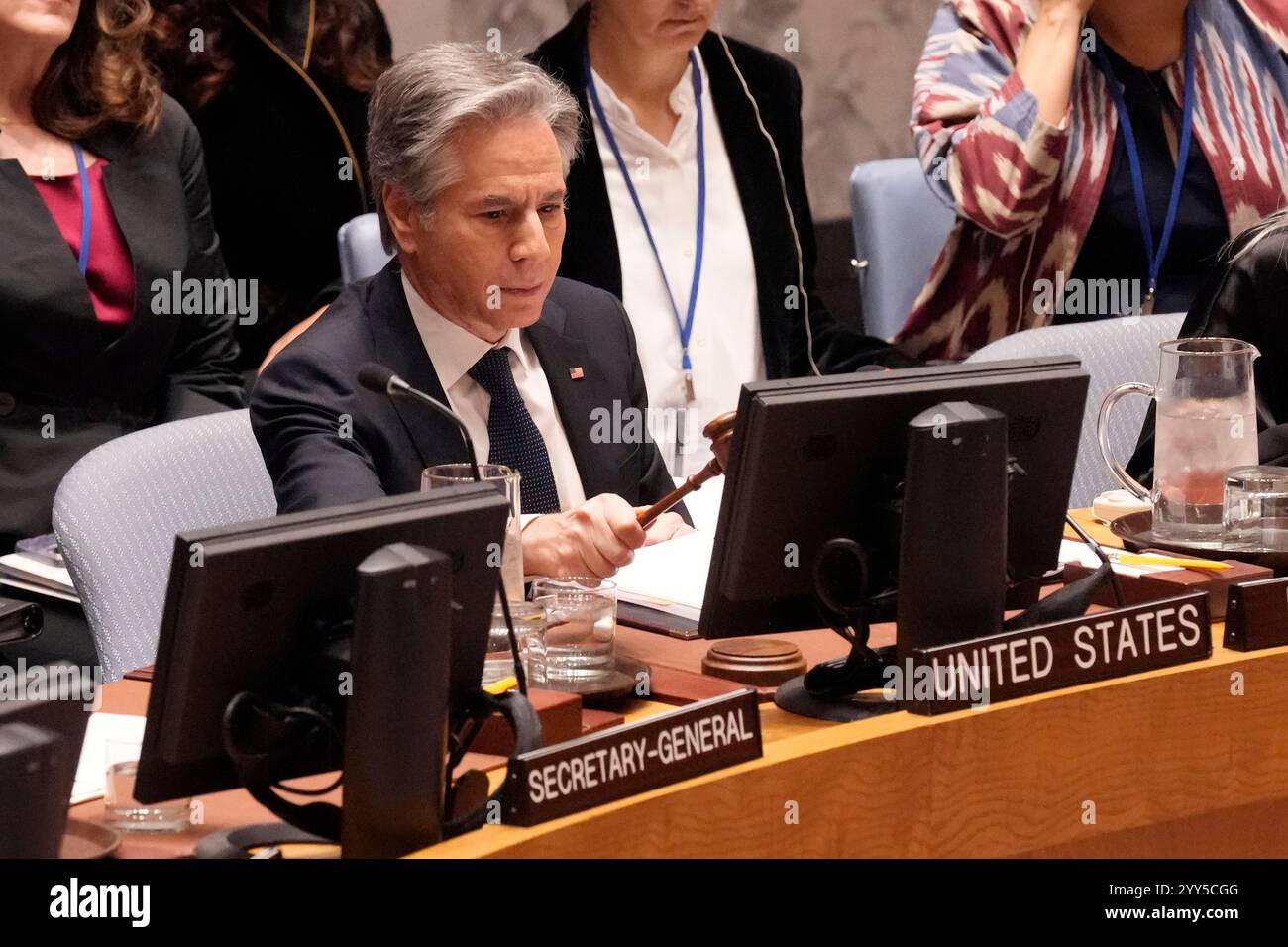 U.S. Secretary of State Antony Blinken gavels the meeting open as ...
