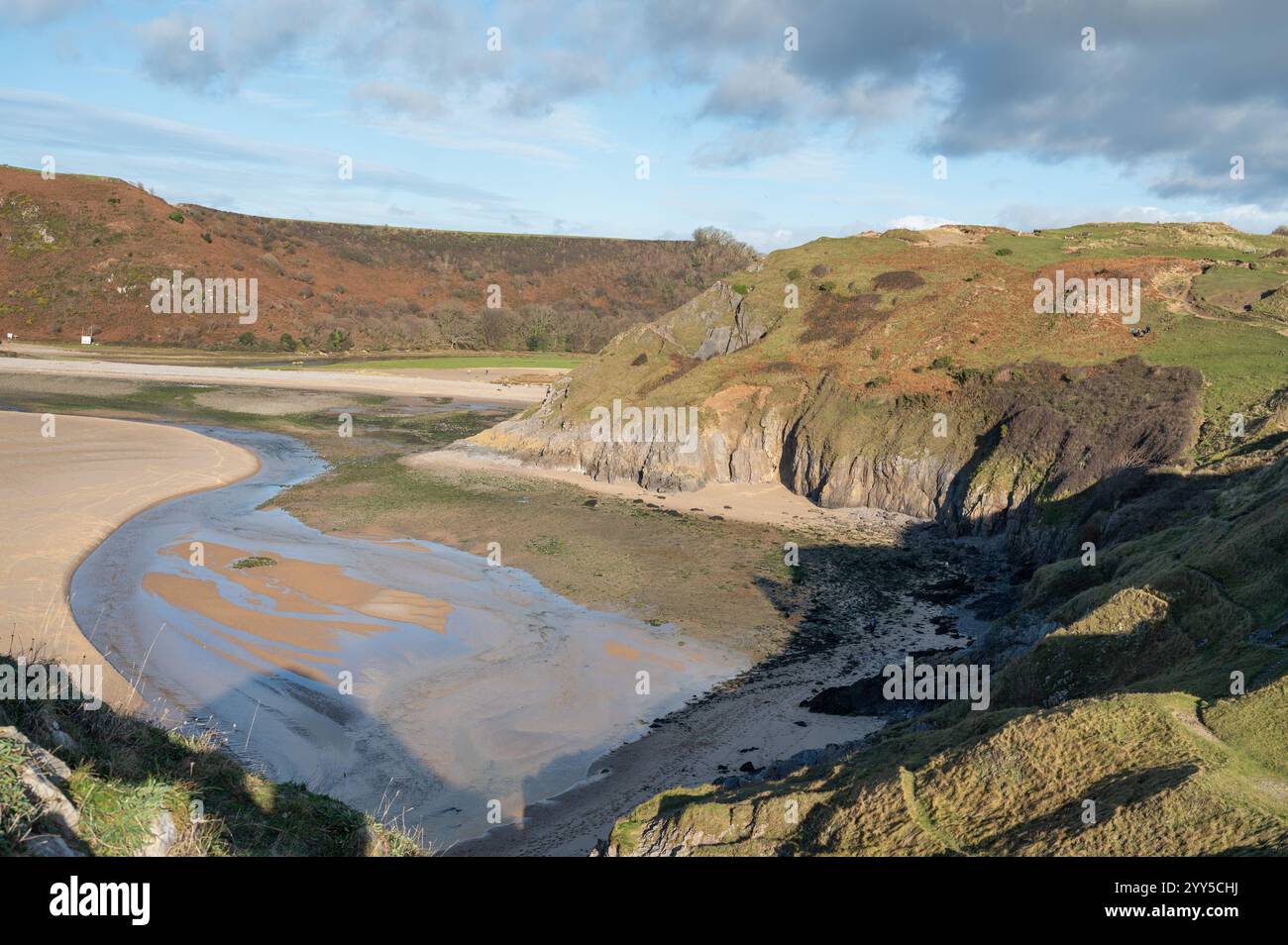 Three Cliffs Bay and Pennard Pill, Gower, Wales, UK Stock Photo - Alamy