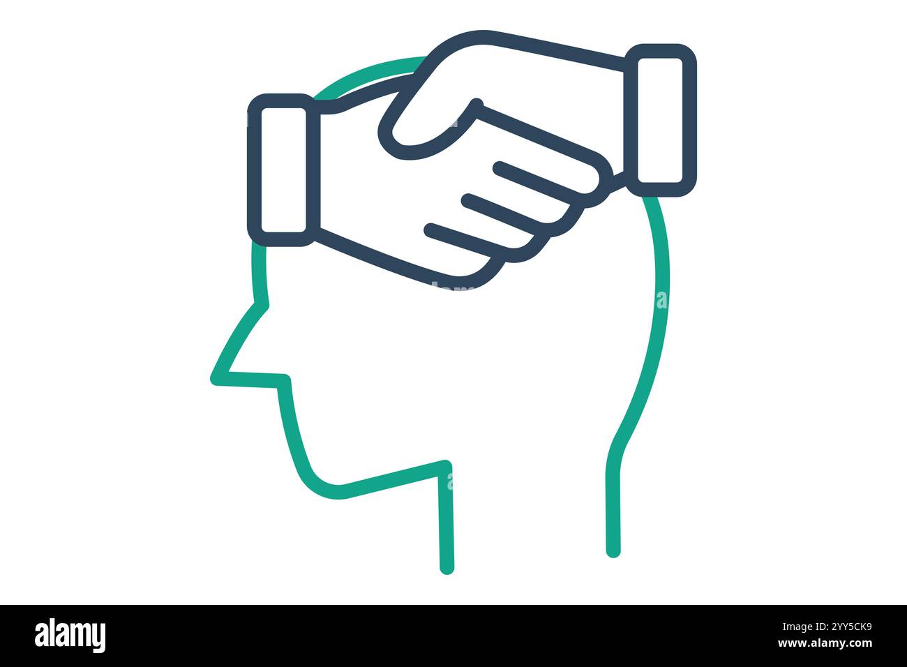 Empathy icon. line icon style. head with handshake. icon related to ...
