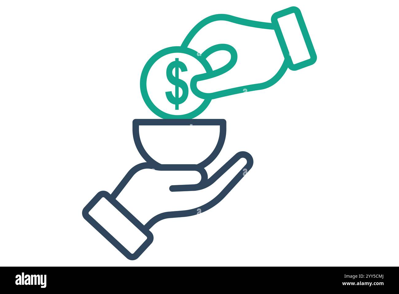 Poverty icon. line icon style. hand giving with money. icon related to ...