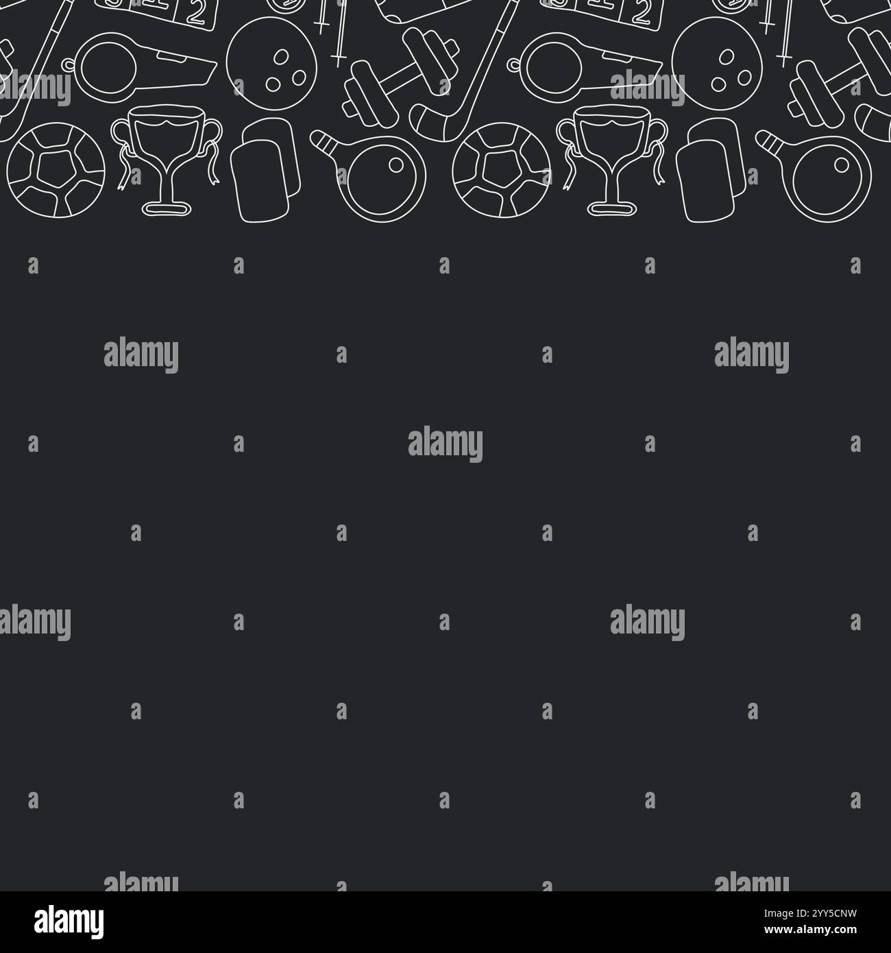 Seamless sport frame. Background with sports icons. Hand drawn sport ...