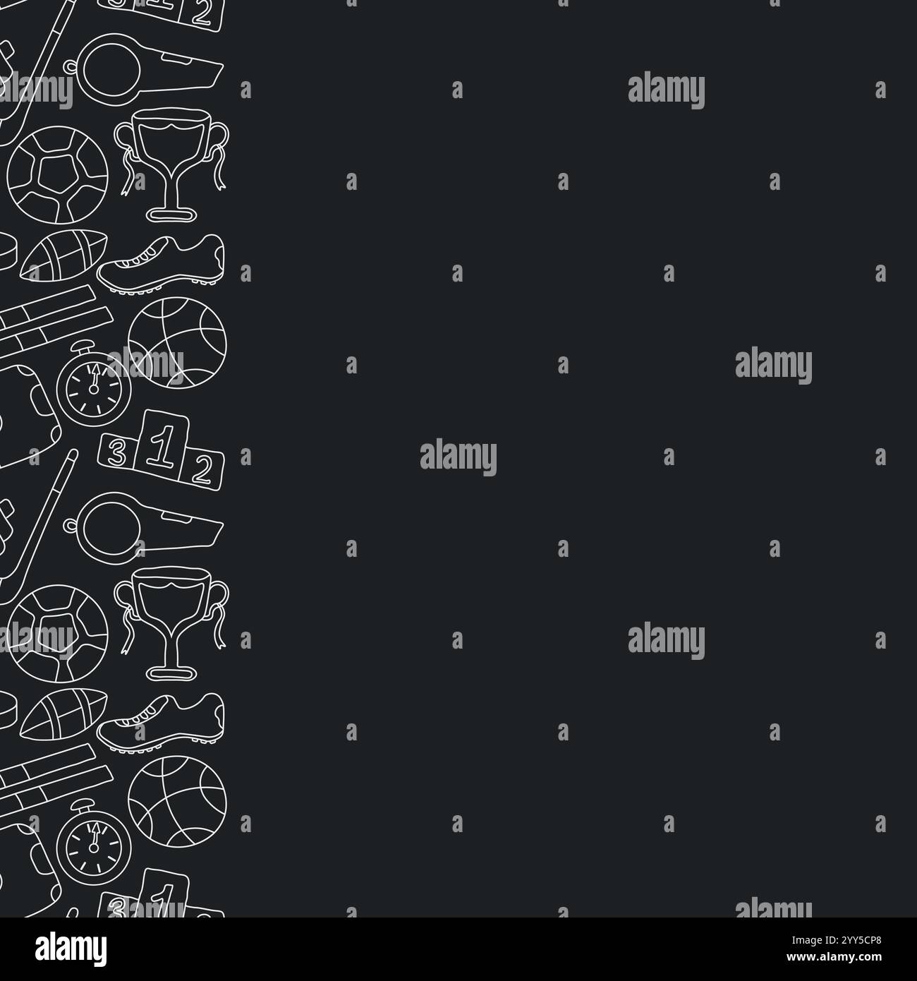 Seamless sport frame. Background with sports icons. Hand drawn sport ...